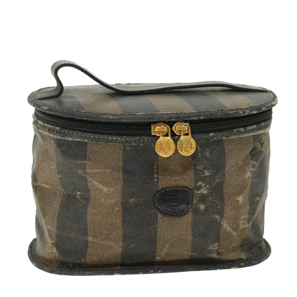 Fendi | Bags | Fendi Pecan Canvas Vanity Cosmetic Pouch Black Brown Auth Bs8733 | Poshmark